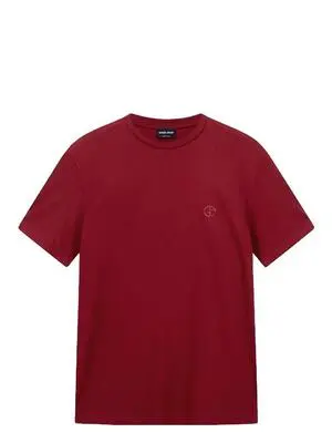 Giorgio Armani Cotton-interlock T-shirt With Embroidered Logo - Red
