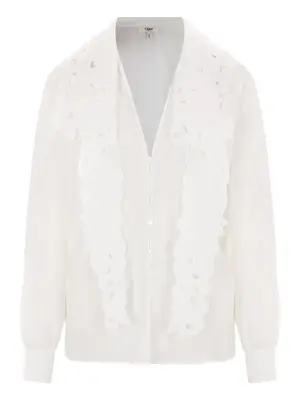 Chloé Embroidered Lavallière Shirt - White