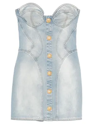 Balmain Denim Mini Dress - Blue