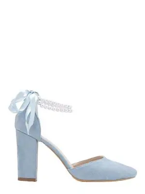 FOREVER & ALWAYS SHOES Denise Wedding Heels With Pearls - Baby Blue
