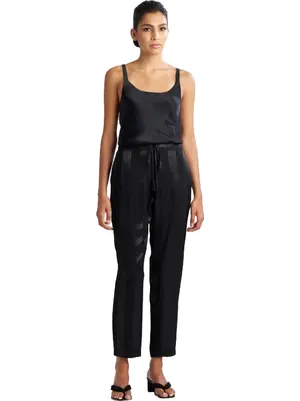 Natori Satin Jacquard Stripe Pants - Black