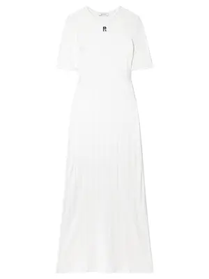 Rabanne Embellished Pointelle-knit Cotton Maxi Dress - White