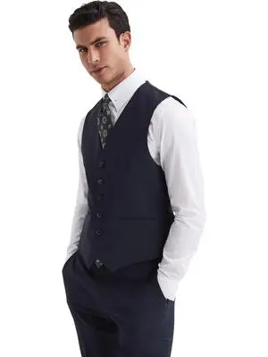 REISS Hope Modern Fit Travel Waistcoat - Navy