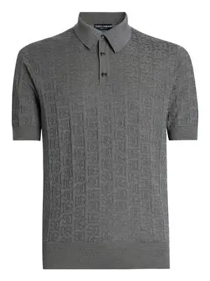 Dolce & Gabbana Logo-jacquard Polo Shirt - Grey