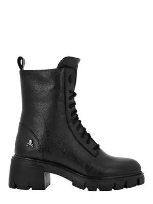 Philipp Plein Leather Boots - Black