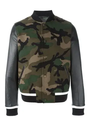Valentino Garavani Rockstud Camouflage Bomber Jacket - Black