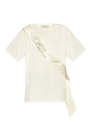 Blumarine Logo-embellished T-shirt - Neutrals