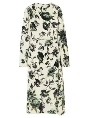 Erdem Violetta Draped Gathered Crepe Midi Dress - Neutrals