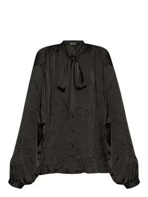 Balenciaga Pussy Bow-collar Shirt - Black