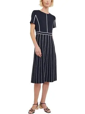Misook Contrast Piping A-line Dress - Black/white