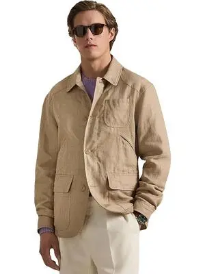 Polo Ralph Lauren Linen Herringbone Utility Jacket - Natural Herringbone