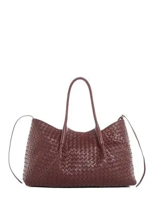 Bottega Veneta Pinacoteca Reversible Intrecciato Leather Tote - Madder Brown/lunar