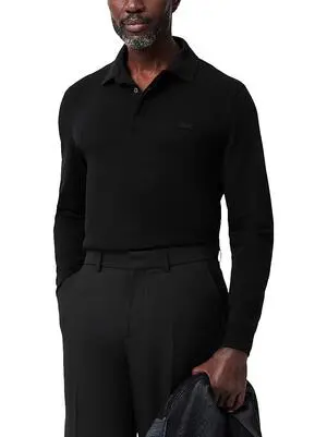 Lacoste Long Sleeve Ribbed Collar Polo Shirt - Black