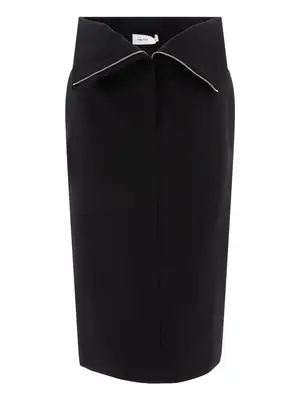 Alexander McQueen Folded-edge Midi Skirt - Black