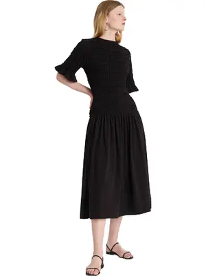 Merlette Maud Tea-length Dress - Black