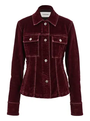 FERRAGAMO Flocked Cotton Trucker Jacket - Red