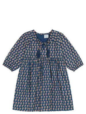 MER ST. BARTH Sara Popover Dress - Blue Floral Block Print