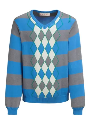 Marni Argyle Intarsia-knit Jumper - Blue