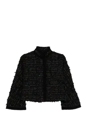 Shiatzy Chen Mandarin Collar Tweed Jacket - Black