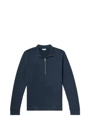 Sunspel Cotton-jersey Half-zip Sweatshirt - Blue
