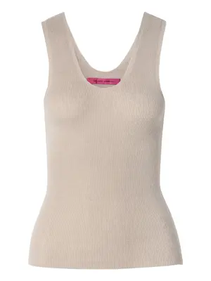 THE ELDER STATESMAN Delicash Ribbed Tank - Neutrals