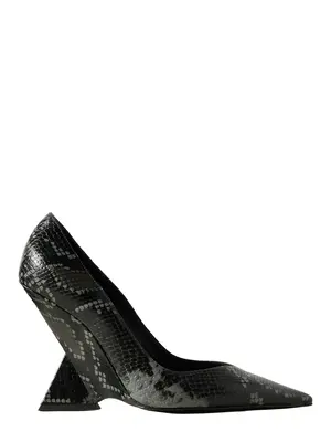 Attico The Attico Cheope Snake-effect Leather Pumps Dark Gray