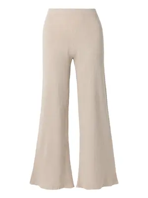 THE ELDER STATESMAN Delicash Ribbed Wide-leg Pants - Neutrals
