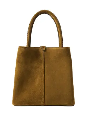 METIER Vérité Mini Braided Leather-trimmed Suede Tote - Brown