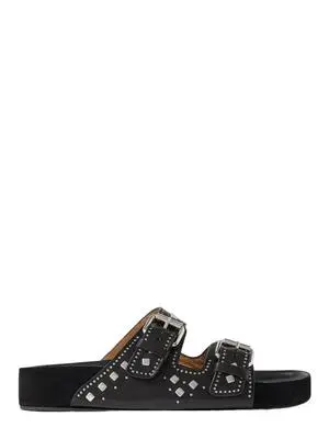 Isabel Marant Lennyo Studded Leather Slides - Black