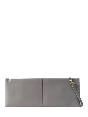Carven Louise Leather Clutch - Gray