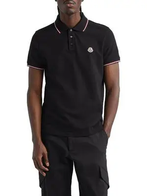 Moncler Tipped Cotton Piqué Polo - Black
