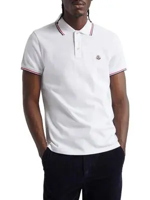 Moncler Tipped Cotton Piqué Polo - White