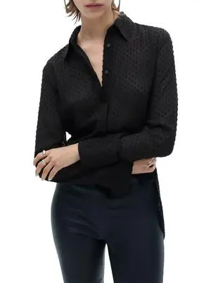 Mango Plumeti Clip Dot Button-up Shirt - Black