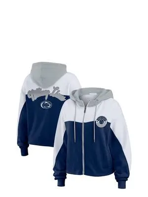 WEAR BY ERIN ANDREWS Penn State Nittany Lions Color-block Full-zip Hoodie - Navy