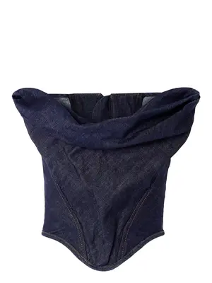 Magda Butrym Strapless Cropped Denim Bustier Top - Blue