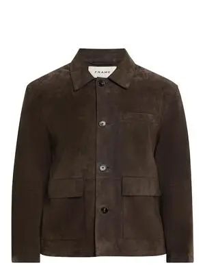 FRAME Suede Chore Coat - Dark Brown