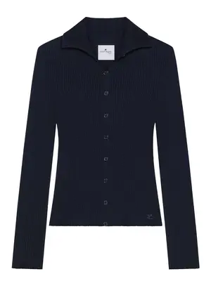 COURREGES Fine-ribbed Cardigan - Blue