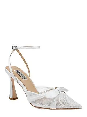 Badgley Mischka Josie Pointed Pumps - White Satin