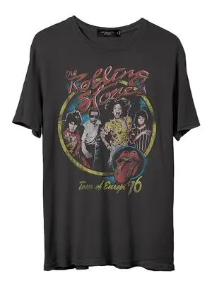 Junk Food Clothing The Rolling Stones Europe 76 Vintage Tee - Vintage Black