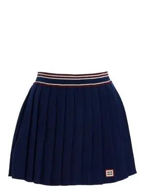 Miu Miu Pleated Wool-cashmere Mini Skirt - Navy