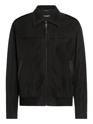 Dolce & Gabbana Canvas Bomber Jacket With Logo Tag - Black