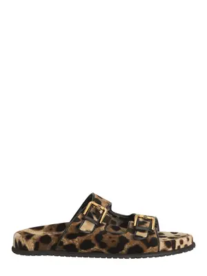 Dolce & Gabbana Leopard- Velvet Sliders - Print