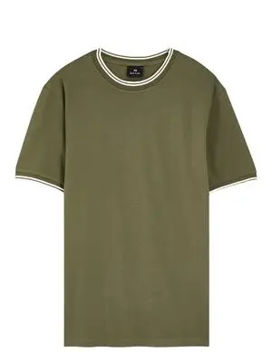 Paul Smith Stripe-trimmed Piqué Cotton T-shirt - Green