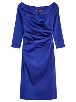 Talbot Runhof Gathered Satin Dress - Blue
