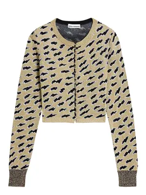 Rabanne Cropped Metallic Jacquard-knit Cardigan - Gold