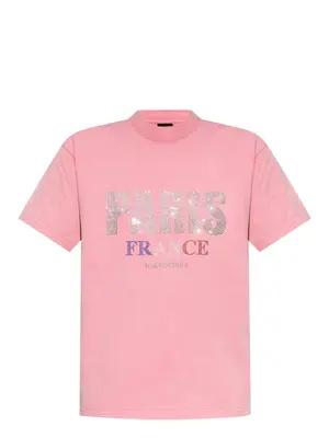 Balenciaga Logo-studded T-shirt - Pink