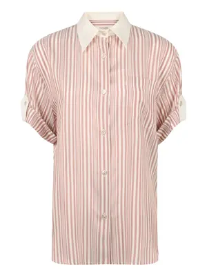 Agnona Silk Striped Shirt - Red