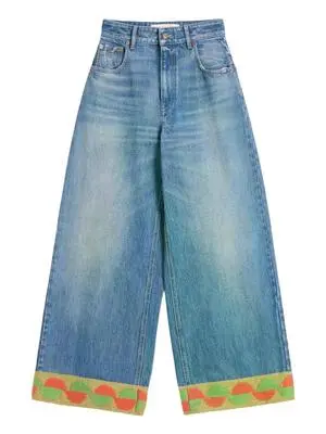 Valentino Garavani Jacquard-trim Jeans - Blue