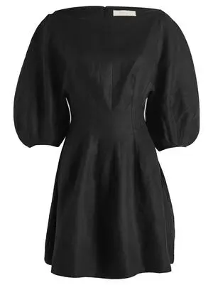 Faithfull The Brand Lowen Linen Mini Dress - Black
