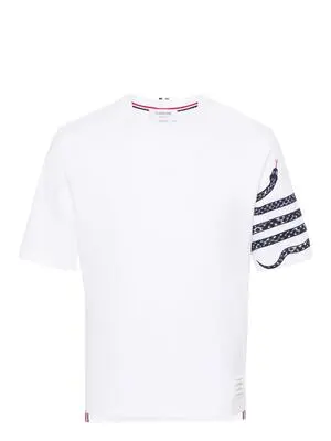 Thom Browne Snake-embroidery Cotton T-shirt - White